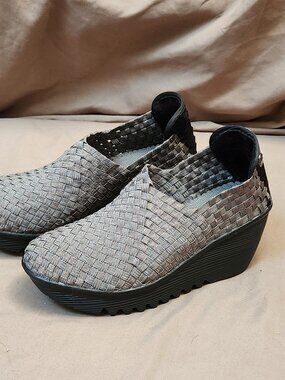 bernie mev. | Shoes | Bernie Mev Gem Gray Woven Wedge Sz 8 New | Poshmark